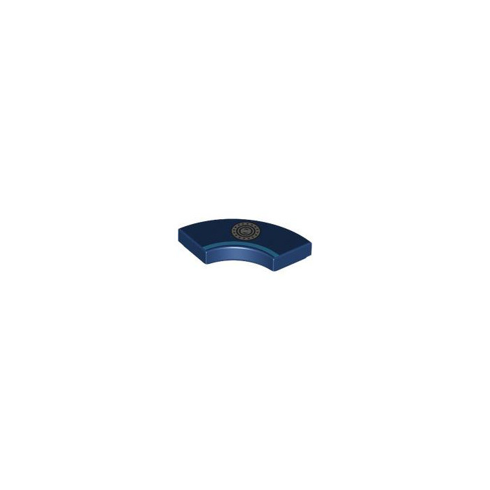 LEGO Tile 2 x 2 Curved Corner with Dark Azure Stripe and Fuel Cap ...