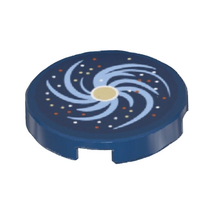 LEGO Dark Blue Tile 2 x 2 Round with Spinning Star Sticker with Bottom ...