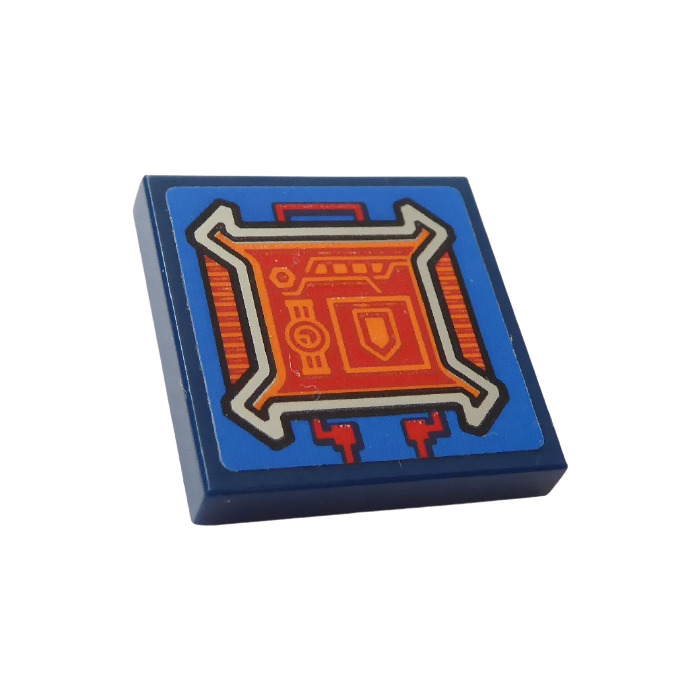 LEGO Dark Blue Tile 2 x 2 with Control Panel Sticker with Groove (3068 ...