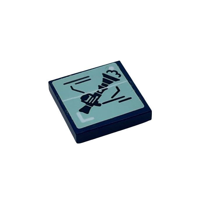 LEGO Dark Blue Tile 2 x 2 with Prout Launcher Rifle Sticker with Groove ...