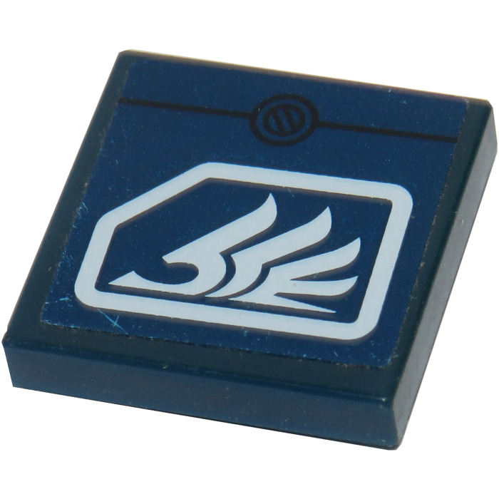 LEGO Dark Blue Tile 2 x 2 with Quad Wing Sticker with Groove (3068 ...