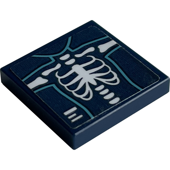 LEGO Dark Blue Tile 2 x 2 with Torso X-ray Sticker with Groove (3068 ...