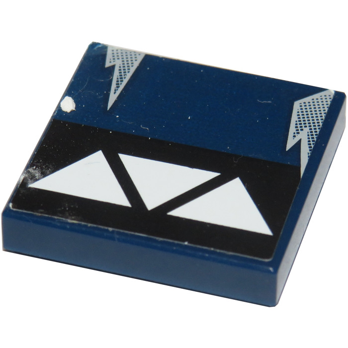 LEGO Dark Blue Tile 2 x 2 with White Triangles, Wear Marks Sticker with ...