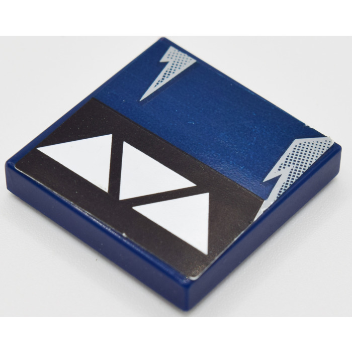 LEGO Dark Blue Tile 2 x 2 with White Triangles, Wear Marks Sticker with ...