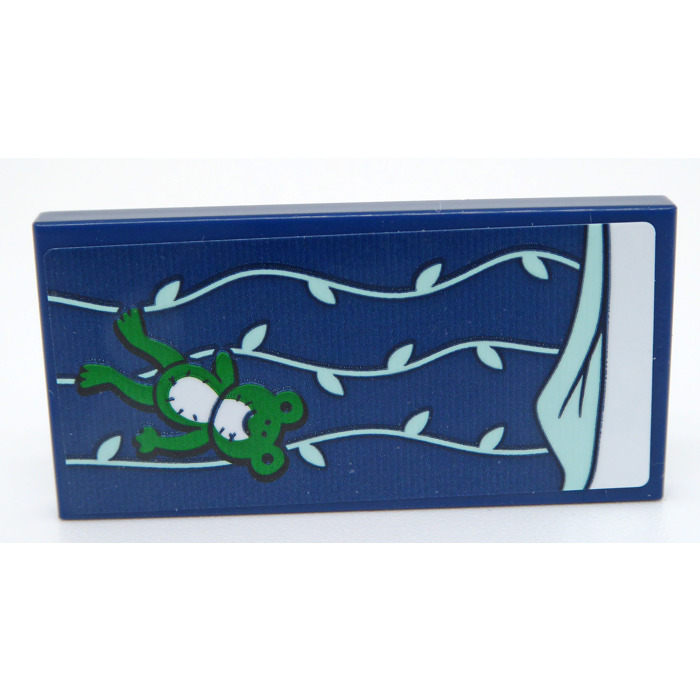 LEGO Dark Blue Tile 2 x 4 with Bedspread with Light Aqua Lines and ...