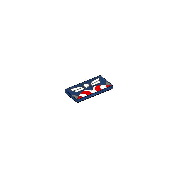 LEGO Dark Blue Tile 2 x 4 with Captain America Star (87079 / 108816 ...