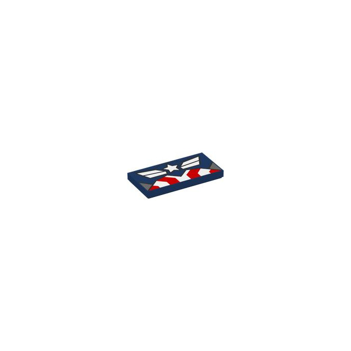 LEGO Dark Blue Tile 2 x 4 with Captain America Star (87079 / 108816 ...