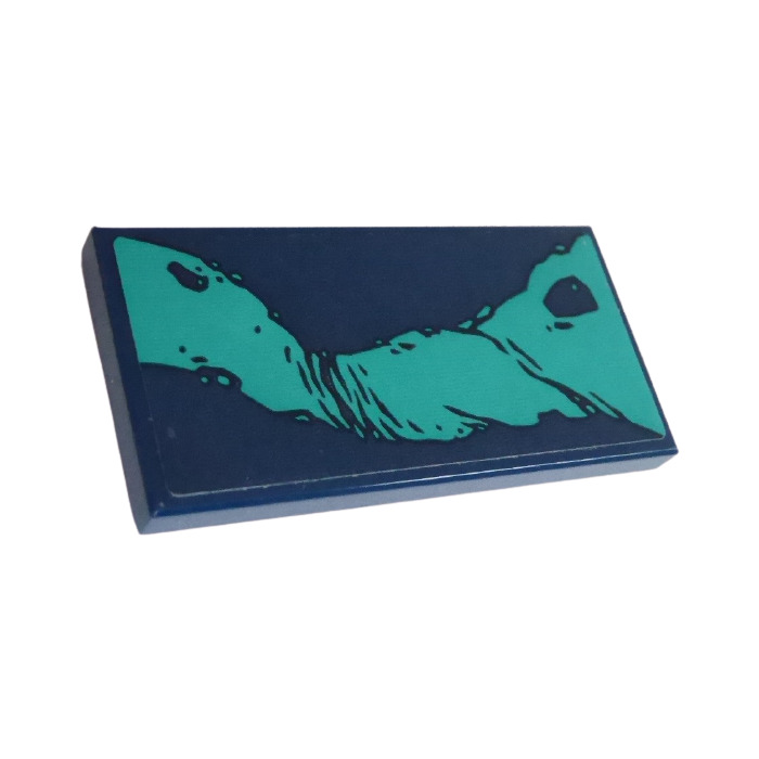 LEGO Dark Blue Tile 2 x 4 with Dark Azure Pattern Left Side Sticker ...