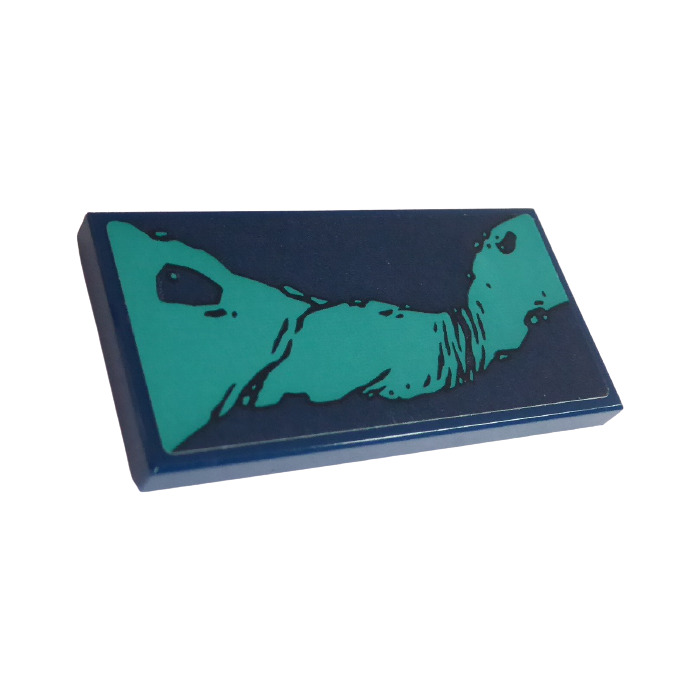 LEGO Dark Blue Tile 2 x 4 with Dark Azure Pattern Right Side Sticker ...