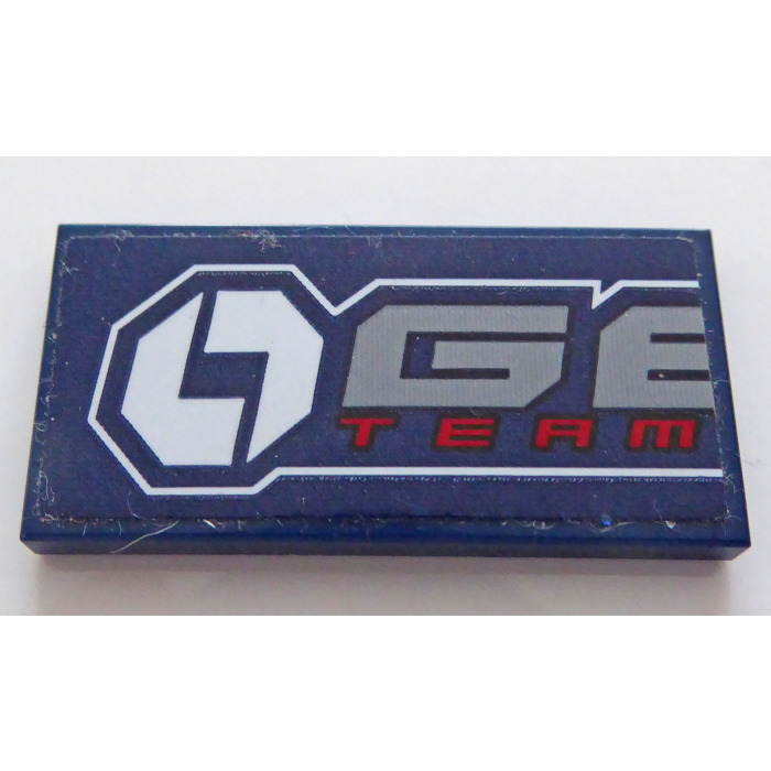 LEGO Dark Blue Tile 2 x 4 with 'GE' and 'TEAM' Sticker (87079) | Brick ...