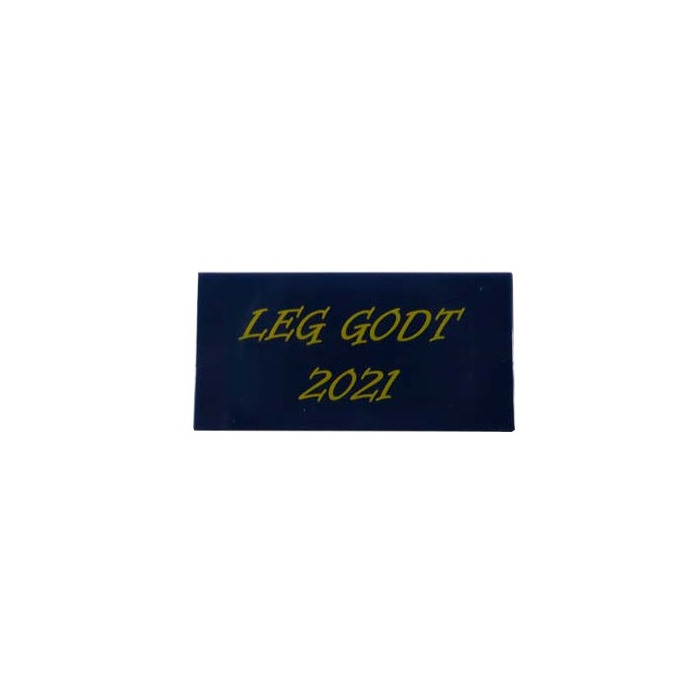 LEGO Dark Blue Tile 2 x 4 with 'LEG GODT' and '2021' (87079) | Brick ...