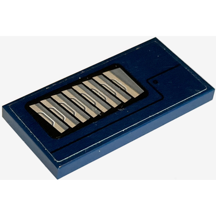 LEGO Dark Blue Tile 2 x 4 with Silver Vents (Left) Sticker (87079 ...