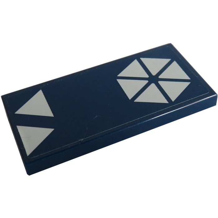 LEGO Dark Blue Tile 2 x 4 with Traingles 8086 Sticker (87079) | Brick ...