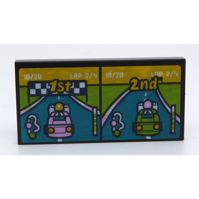 LEGO Dark Blue Tile 2 x 4 with Video Game Screen Sticker (87079 ...