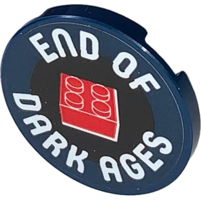LEGO Dark Blue Tile 3 x 3 Round with End Of Dark Ages Sticker (67095 ...