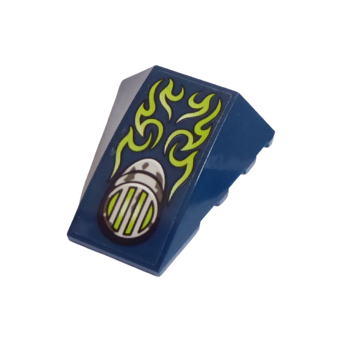 LEGO Dark Blue Wedge 4 x 4 Triple Curved without Studs with Flames ...