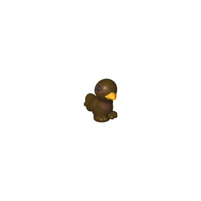 LEGO Dark Brown Bird with Feet Separate with Bright Light Orange Beak ...