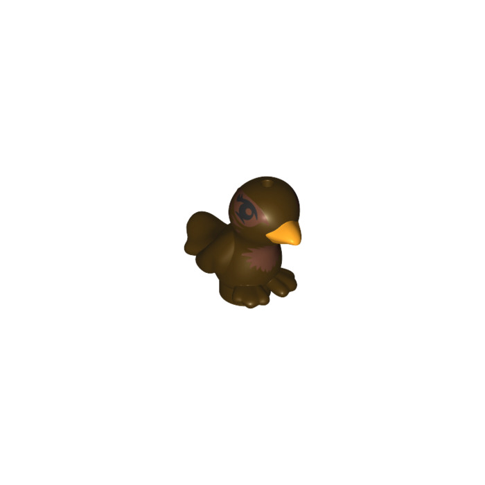 LEGO Dark Brown Bird with Feet Separate with Bright Light Orange Beak ...