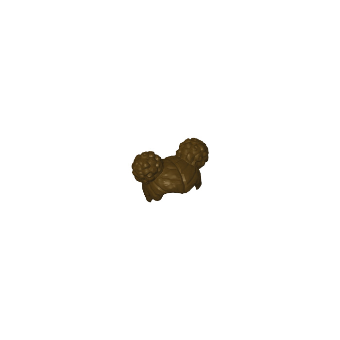 LEGO Dark Brown Curly Hair with Middle Part and Two High Pigtail Buns ...