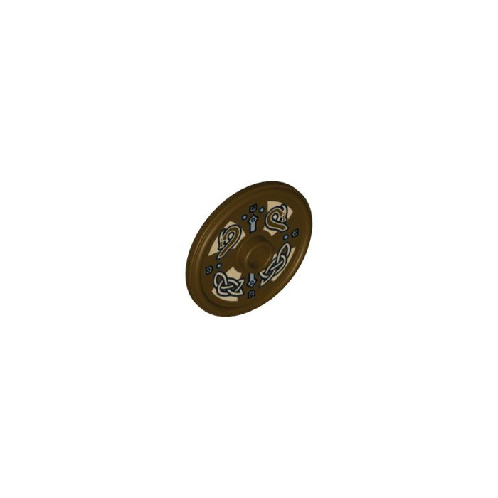LEGO Dark Brown Round Shield with Stud with Dragon Heads and Knots ...