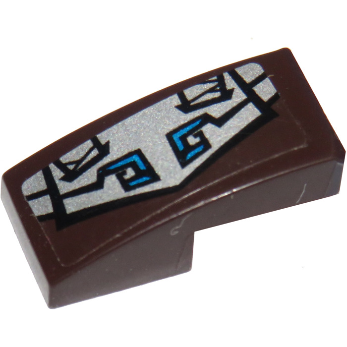 LEGO Dark Brown Slope 1 x 2 Curved with Blue and Silver Gorilla Armor ...