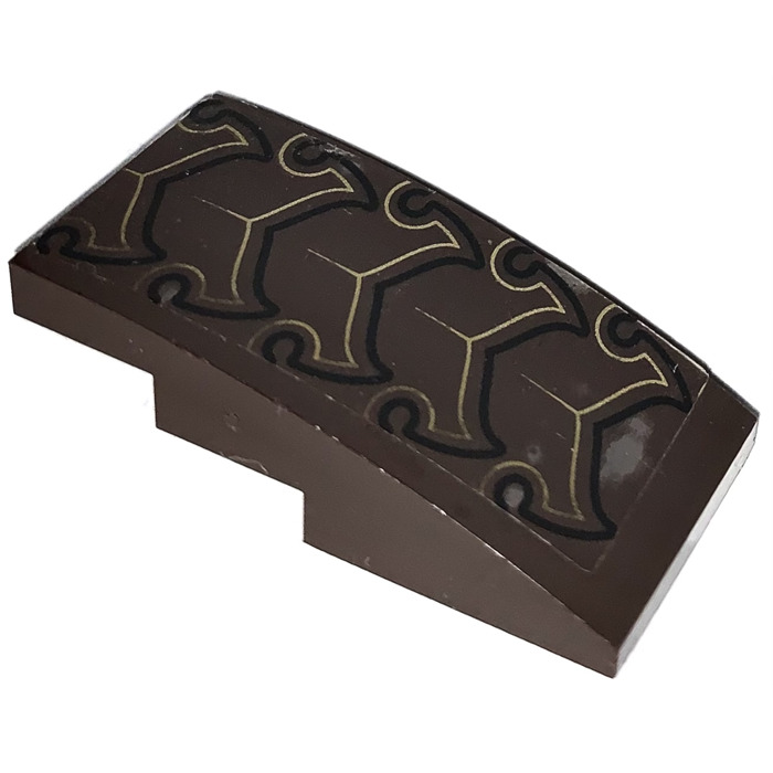 LEGO Dark Brown Slope 2 x 4 Curved with Black and Gold Exoskeleton ...