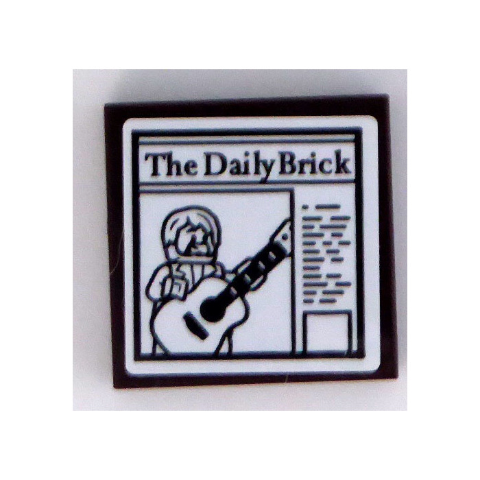 LEGO Dark Brown Tile 2 x 2 with 'The Daily Brick' and Singer with His ...
