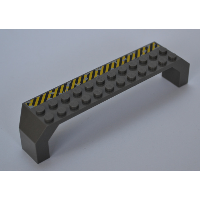 LEGO Dark Gray Arch 2 x 14 x 2.3 with Black and Yellow diagonal stripes ...