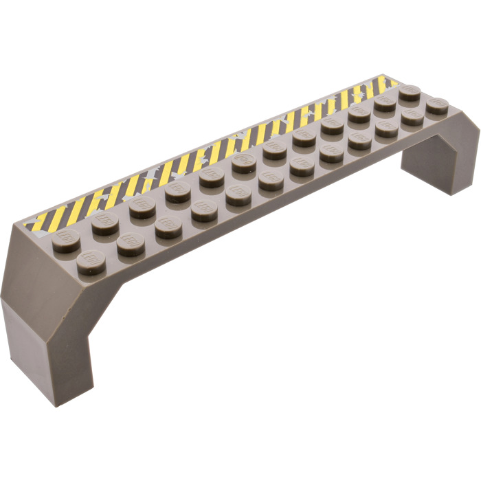 LEGO Dark Gray Arch 2 x 14 x 2.3 with Black and Yellow diagonal stripes ...