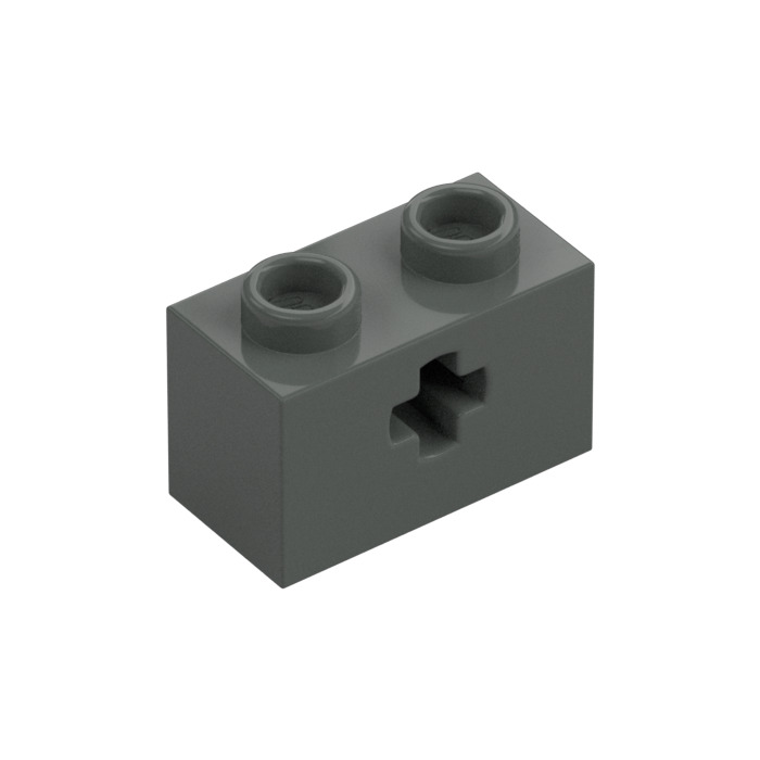 LEGO Dark Gray Brick 1 x 2 with Axle Hole ('+' Opening and Bottom Tube ...