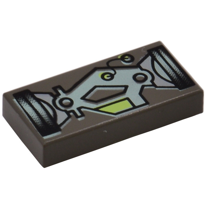 LEGO Dark Gray Tile 1 x 2 with Double Piston with Groove (3069 / 84524 ...