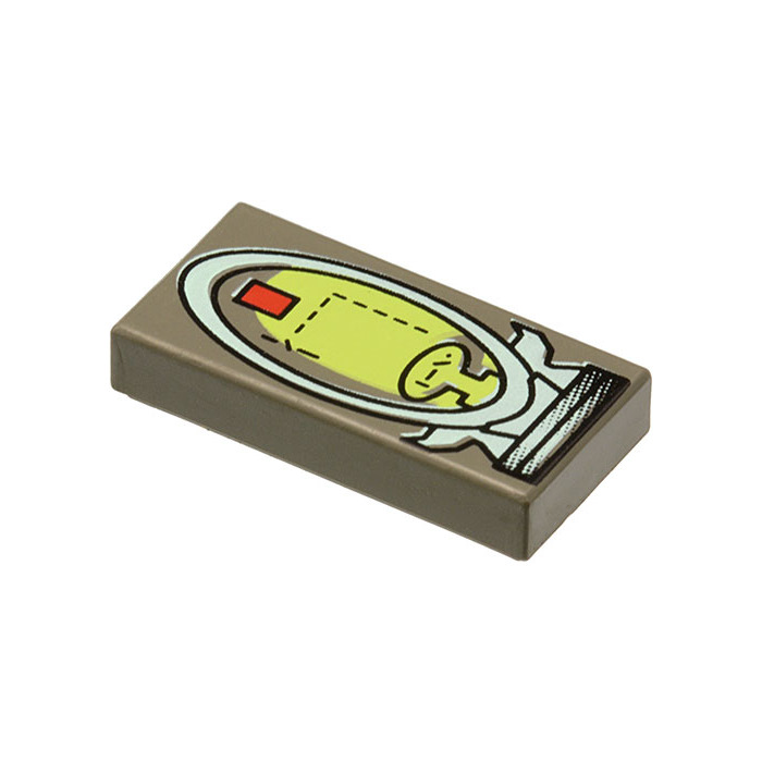 LEGO Dark Gray Tile 1 x 2 with Elliptical Display with Groove (3069 / ...