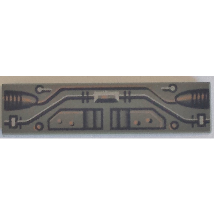 LEGO Dark Gray Tile 1 x 4 with Copper, Silver and Black Circuitry (2431 ...