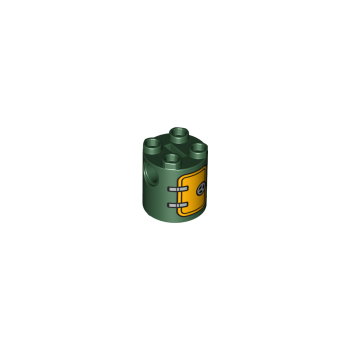 LEGO Dark Green Brick 2 x 2 x 2 Round with Hatch and Handle with Bottom ...