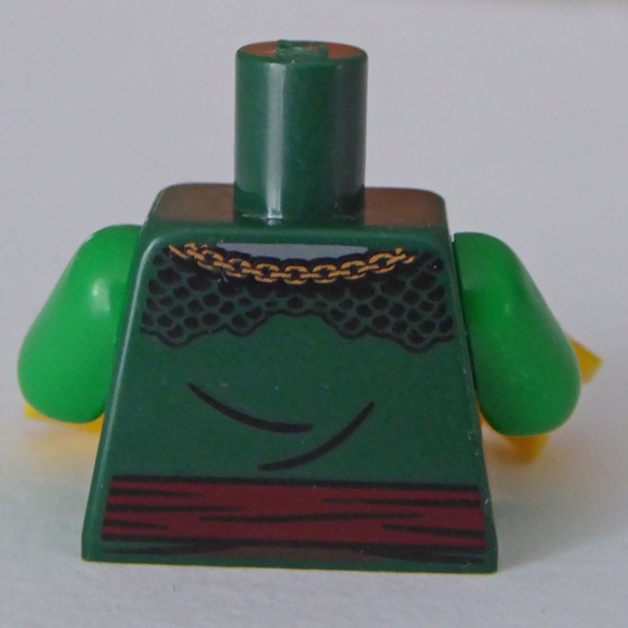 LEGO Dark Green Minifig Torso with Gold Necklace, White Skull with ...