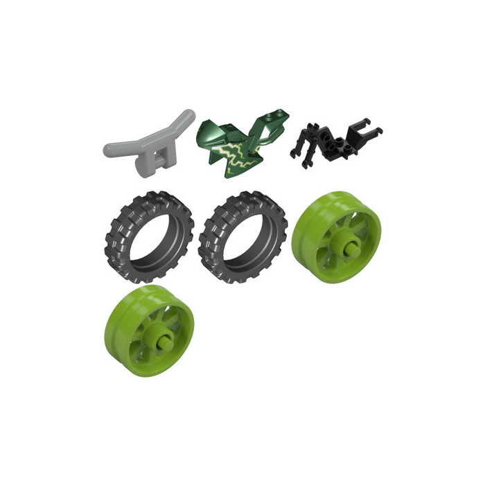 LEGO Motorcycle Sport Bike with Lime Wheels, Black Frame with White ...