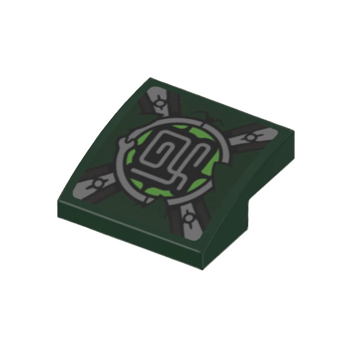 LEGO Dark Green Slope 2 x 2 Curved with Symbol in Circle and Silver ...