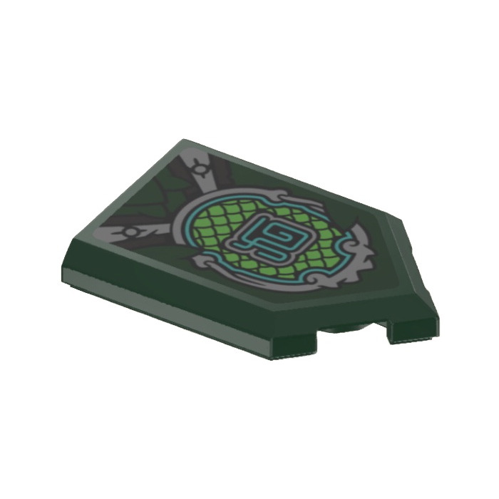 LEGO Plana 2 x 3 Pentagonal con Verde Scales Panel y Symbol Pegatina ...