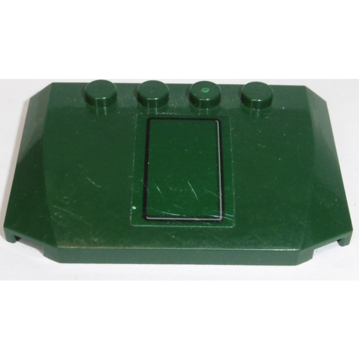LEGO Dark Green Wedge 4 x 6 Curved with Black and Pink Outlined ...