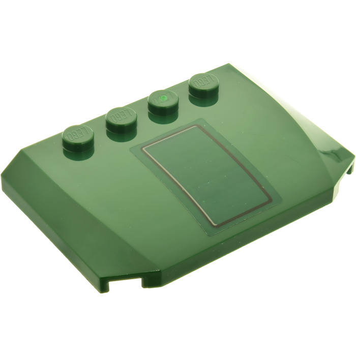 LEGO Dark Green Wedge 4 x 6 Curved with Black and Pink Outlined ...