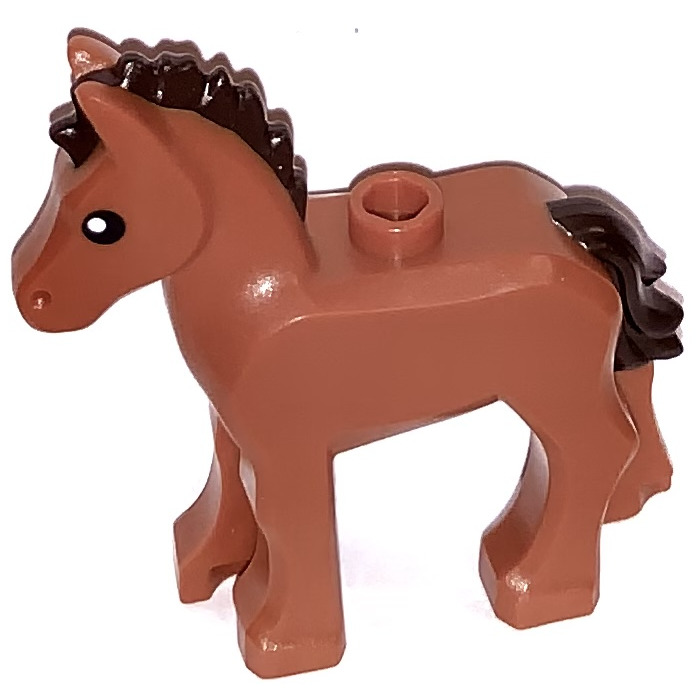 LEGO Dark Orange Foal with Dark Brown Hair | Brick Owl