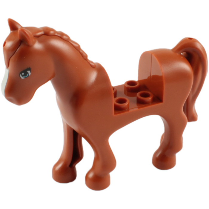 LEGO Dark Orange Horse with 2 x 2 Cutout with White Front (93085 ...