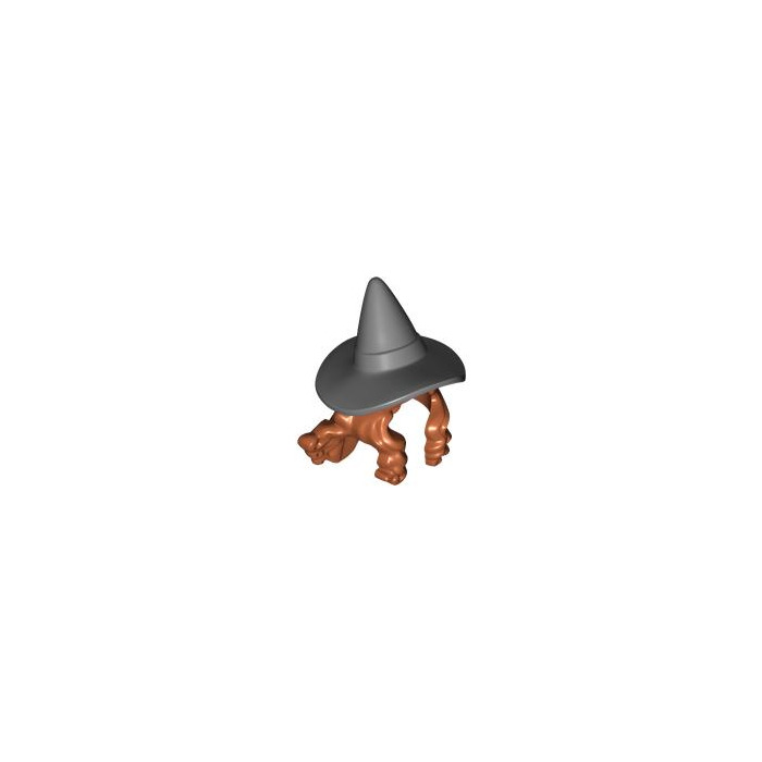 LEGO Dark Orange Long Wavy Hair with Dark Stone Gray Witch Hat (104255 ...