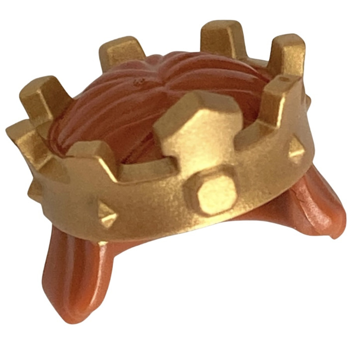 LEGO Dark Orange Mid-Length Straight Hair with Gold Crown (19007 / ...