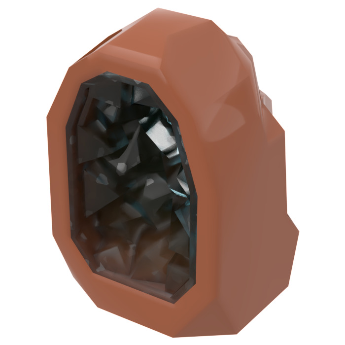 LEGO Dark Orange Rock 1 x 1 with Transparent Light Blue Glitter Crystal ...