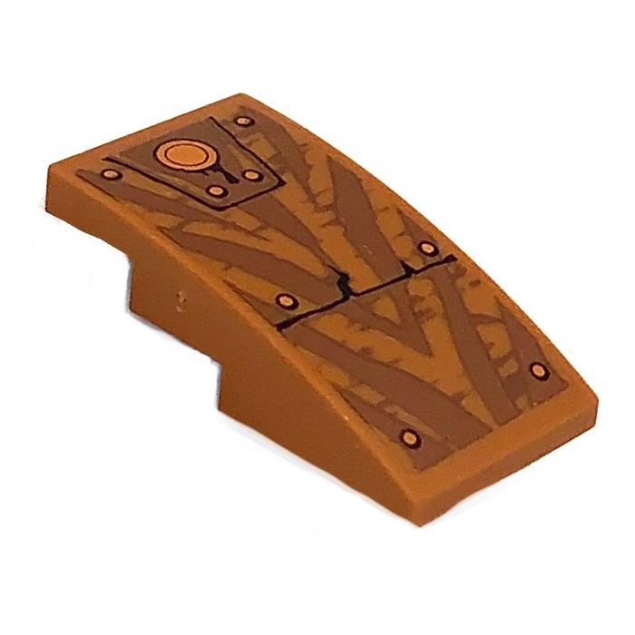 LEGO Dark Orange Slope 2 x 4 Curved with Reddish Brown Rafters Sticker ...