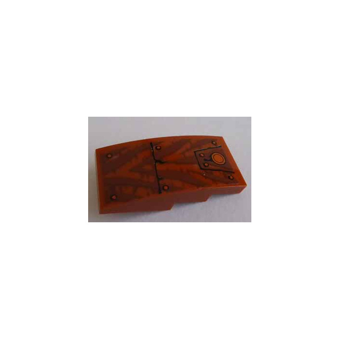 LEGO Dark Orange Slope 2 x 4 Curved with Reddish Brown Rafters Sticker ...