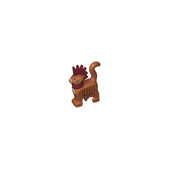 LEGO Dark Orange Standing Cat with Dark Red Mohawk and Collar with ...