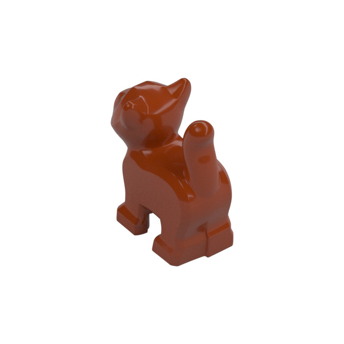 LEGO Dark Orange Standing Cat with Short Tail Up with Tan Muzzle (80686 ...