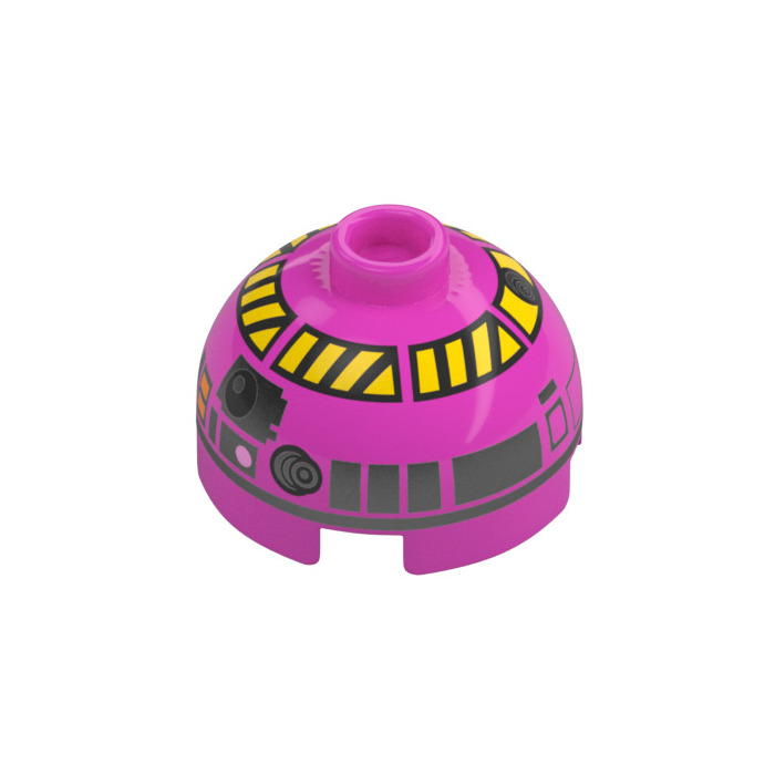 LEGO Brick 2 x 2 Round with Dome Top with QT-KT Droid Head (with Axle ...